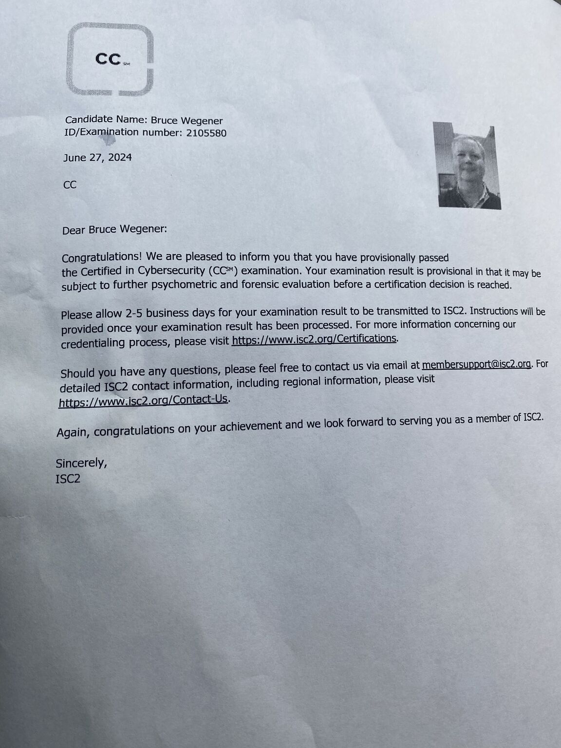 Bruce Wegener on LinkedIn: Phew 😮💨 passed the ISC2 CC (Certified in ... Bruce Wegener on LinkedIn: Phew 😮💨 passed the ISC2 CC (Certified in ...