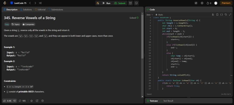 Palak Katara on LinkedIn: DAY 2 /75 :LeetCode Today question solved on ... Palak Katara on LinkedIn: DAY 2 /75 :LeetCode Today question solved on ...