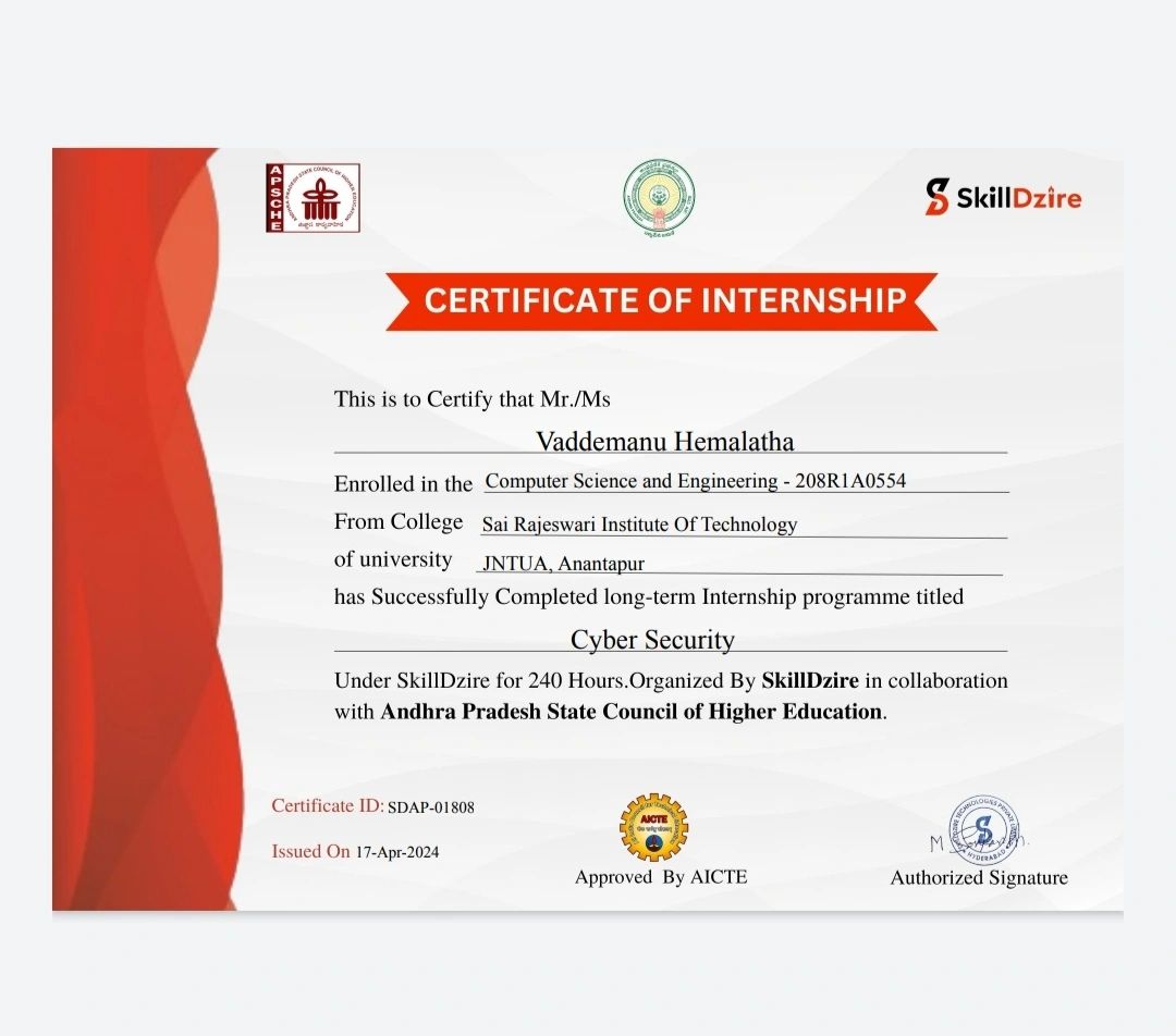 hemalatha vaddemanu on LinkedIn: #cybersecurity #internshipcompletion # ... hemalatha vaddemanu on LinkedIn: #cybersecurity #internshipcompletion # ...