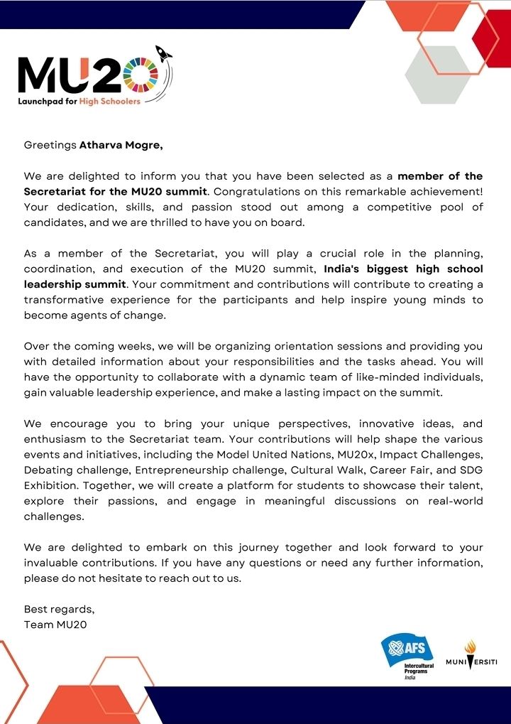 Atharva Mogre on LinkedIn: I am thrilled and grateful to have been ... Atharva Mogre on LinkedIn: I am thrilled and grateful to have been ...