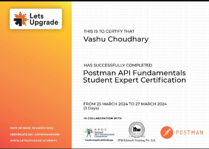 Vashu Choudhary on LinkedIn: #letsupgrade #apifundamentals #postman # ... Vashu Choudhary on LinkedIn: #letsupgrade #apifundamentals #postman # ...