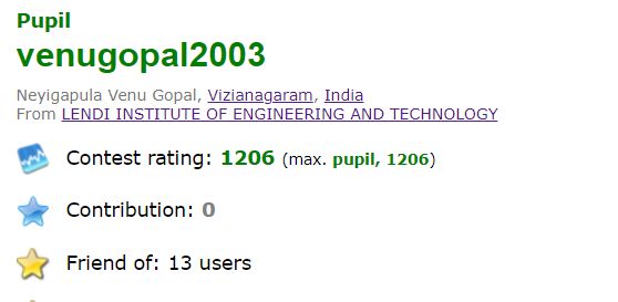 Neyigapula Venu Gopal on LinkedIn: #codeforces #pupil Neyigapula Venu Gopal on LinkedIn: #codeforces #pupil
