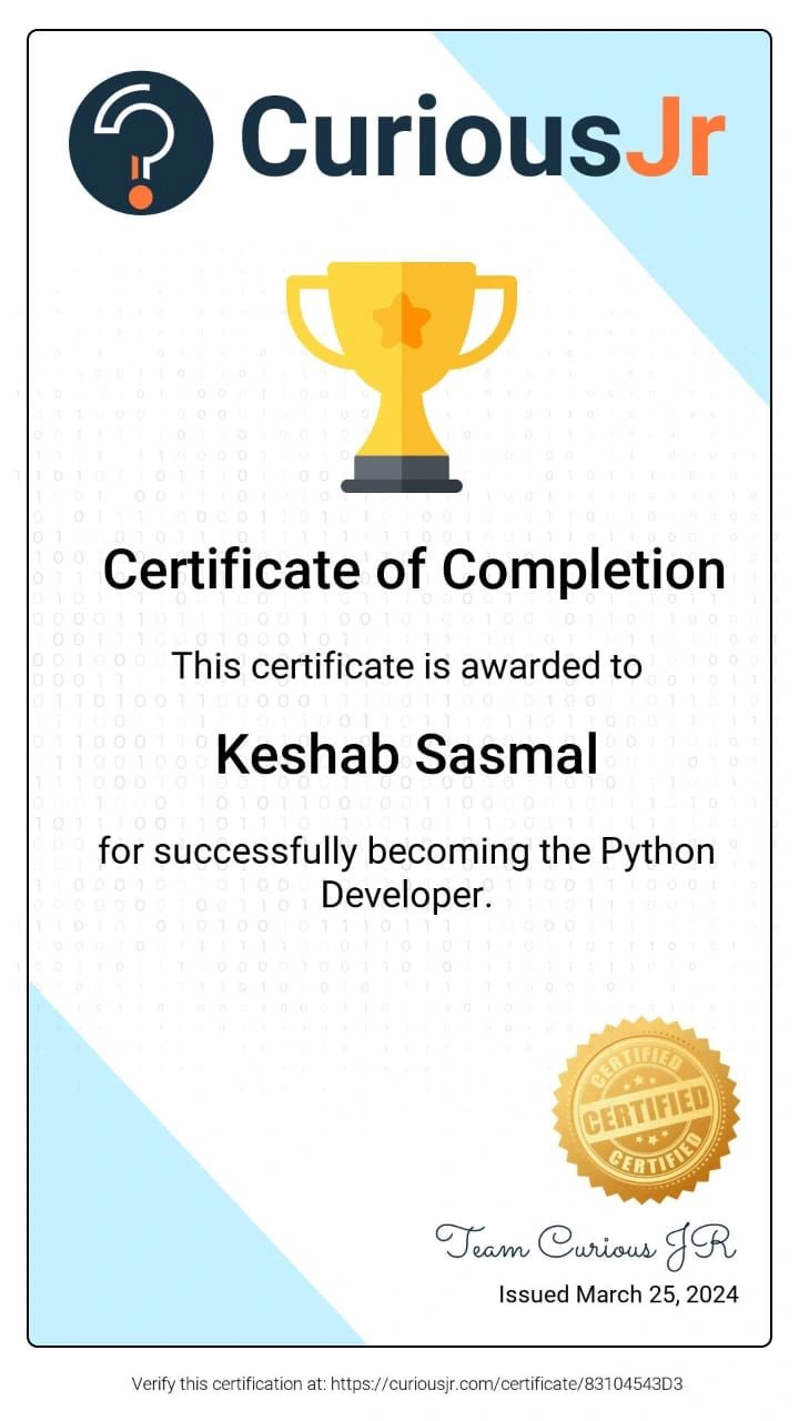 Keshab Kumar Sasmal on LinkedIn: #curiousjr #python #softwareengineer Keshab Kumar Sasmal on LinkedIn: #curiousjr #python #softwareengineer