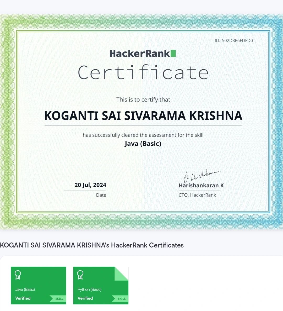 Sai Koganti on LinkedIn: #hackerrank #skills #java Sai Koganti on LinkedIn: #hackerrank #skills #java