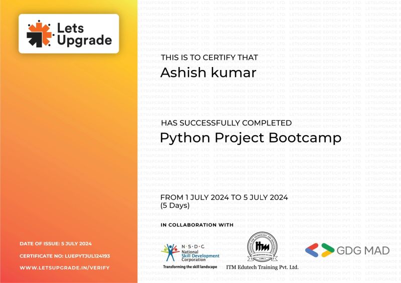 Ashish Kumar on LinkedIn: #python #coding #letsupgrad #learning # ... Ashish Kumar on LinkedIn: #python #coding #letsupgrad #learning # ...