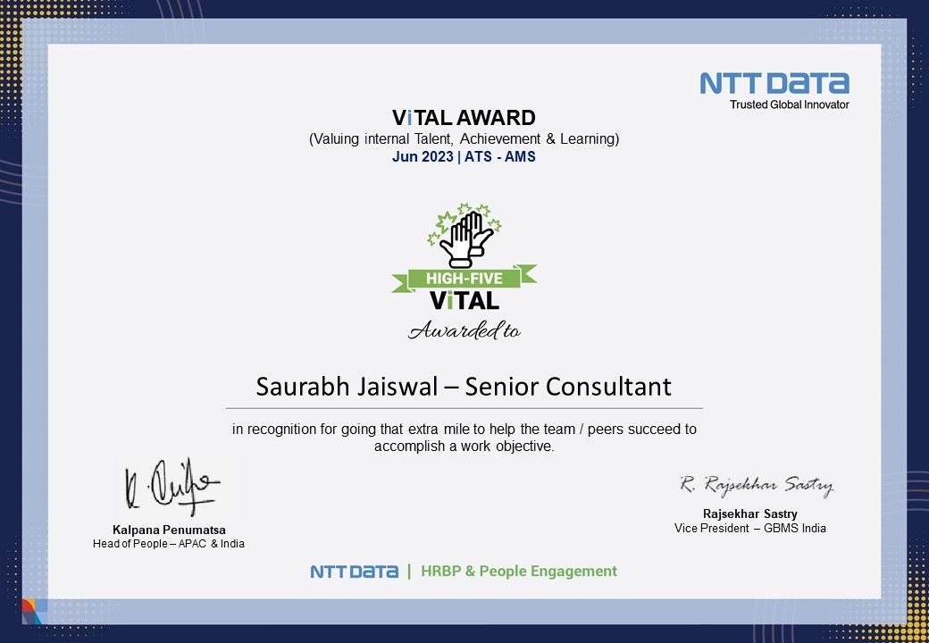 Saurabh Jaiswal on LinkedIn: #nttdata Saurabh Jaiswal on LinkedIn: #nttdata