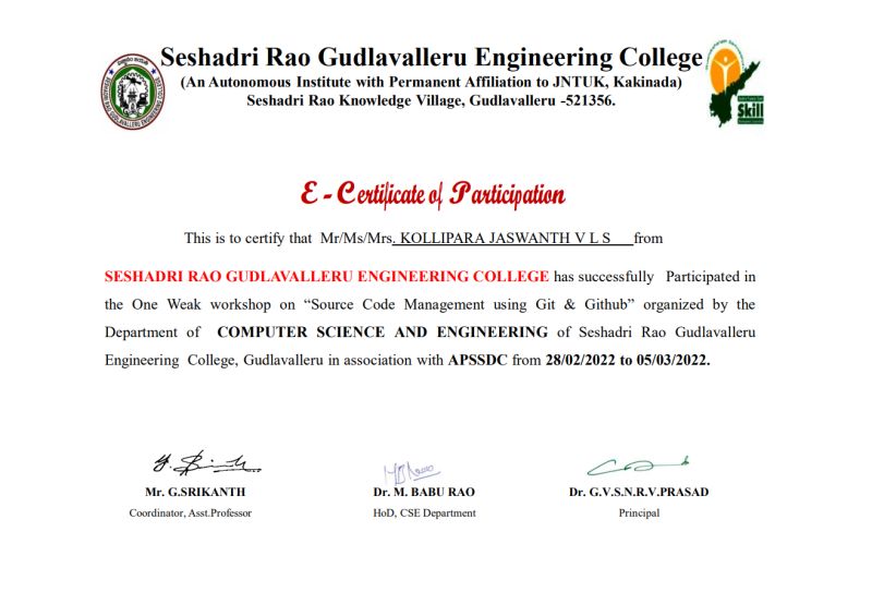 Jaswanth Kollipara on LinkedIn: #continuouslearning #srgec #github # ... Jaswanth Kollipara on LinkedIn: #continuouslearning #srgec #github # ...