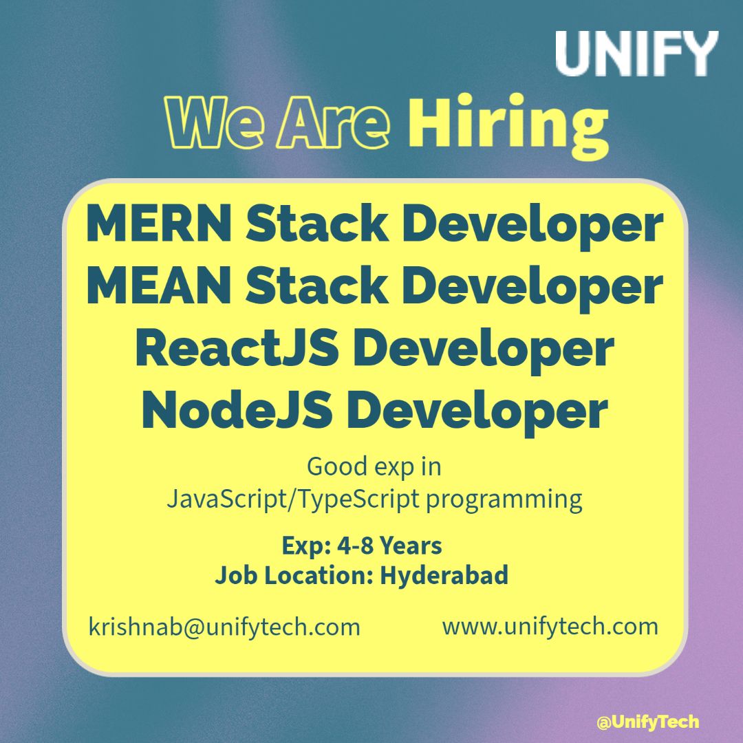 Krishna Chaitanya Bandaru on LinkedIn: #unifytech #hiring #nodejs # ... Krishna Chaitanya Bandaru on LinkedIn: #unifytech #hiring #nodejs # ...