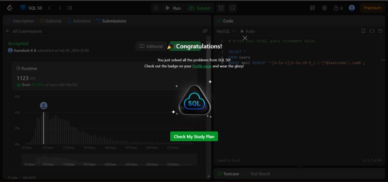 Completed Leetcode Top 50 SQL Challenge | Kamalesh K B posted on the ... Completed Leetcode Top 50 SQL Challenge | Kamalesh K B posted on the ...