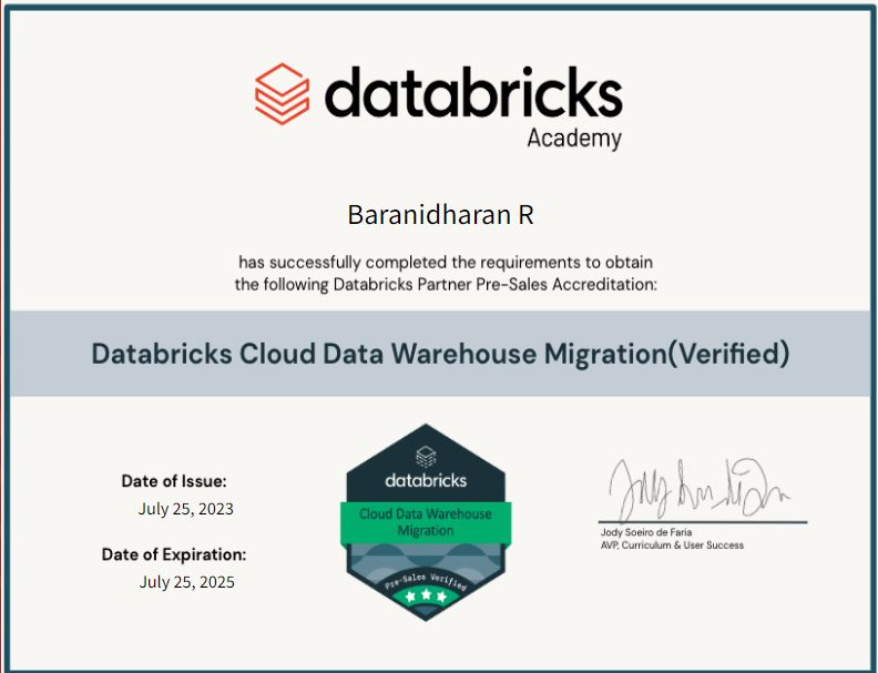 Baranidharan R on LinkedIn: #databricks #migration #cloud # ... Baranidharan R on LinkedIn: #databricks #migration #cloud # ...