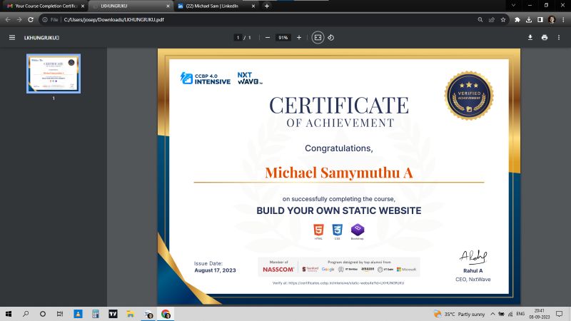 Michael Sam on LinkedIn: #30daysofcode #html #css #bootstrap #nxtwave #ccbp Michael Sam on LinkedIn: #30daysofcode #html #css #bootstrap #nxtwave #ccbp