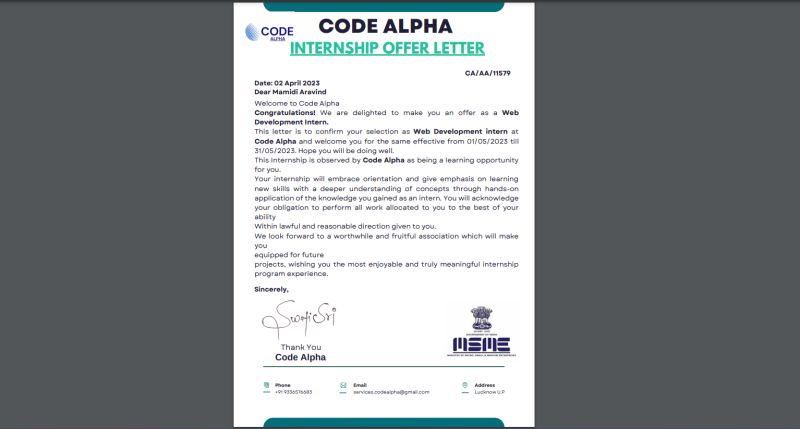 Aravind Mamidi on LinkedIn: #intern #codealpha #webdevelopment Aravind Mamidi on LinkedIn: #intern #codealpha #webdevelopment