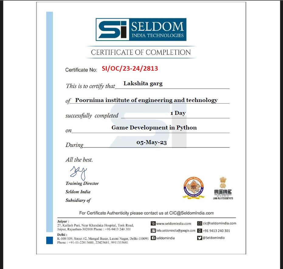 Lakshita Garg on LinkedIn: #gamedevelopment #python #seldomindia # ... Lakshita Garg on LinkedIn: #gamedevelopment #python #seldomindia # ...