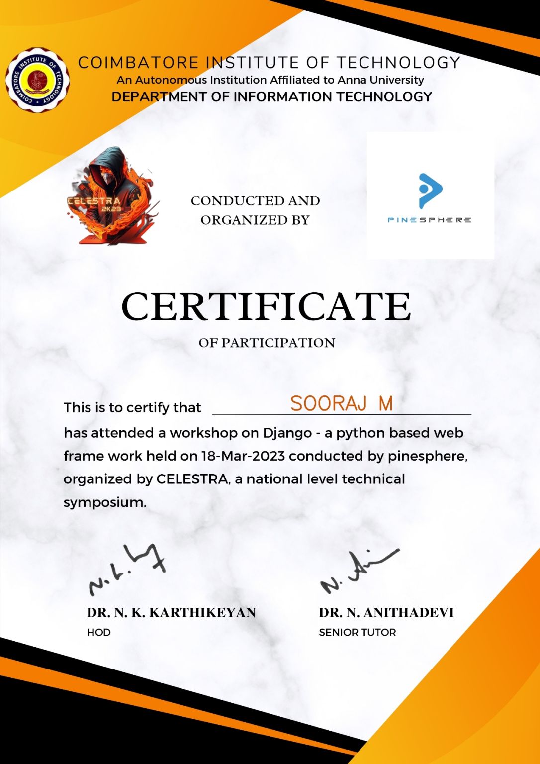 Sooraj M on LinkedIn: I have attended workshop on Django- a python ... Sooraj M on LinkedIn: I have attended workshop on Django- a python ...