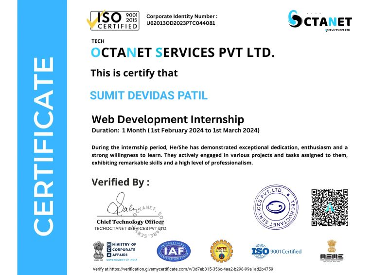 Sumit Patil on LinkedIn: #octanetservices #octanetinternship # ... Sumit Patil on LinkedIn: #octanetservices #octanetinternship # ...