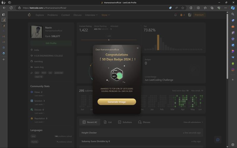 Navin kumar on LinkedIn: #coding #programming #leetcode #achievement # ... Navin kumar on LinkedIn: #coding #programming #leetcode #achievement # ...