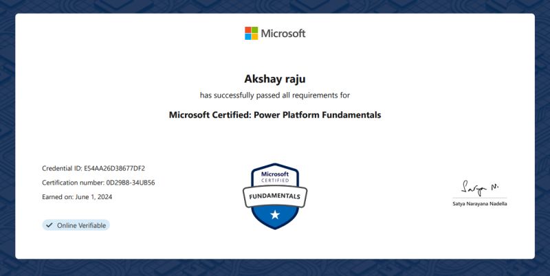 Akshay Raju on LinkedIn: #pl900 #microsoftpowerplatform #certification ... Akshay Raju on LinkedIn: #pl900 #microsoftpowerplatform #certification ...
