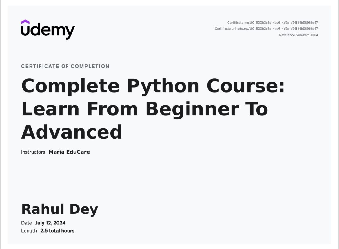 Rahul Dey on LinkedIn: #python #coding #learning #achievement # ... Rahul Dey on LinkedIn: #python #coding #learning #achievement # ...