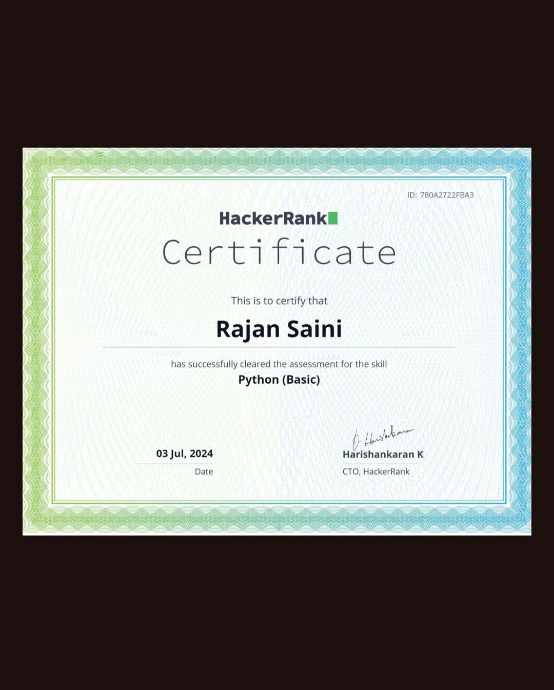Rajan Saini on LinkedIn: #hackerrank #python #certification # ... Rajan Saini on LinkedIn: #hackerrank #python #certification # ...