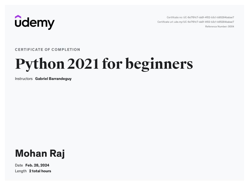 Mohan Raj on LinkedIn: #pythonforbeginner #python #success #growthmindse Mohan Raj on LinkedIn: #pythonforbeginner #python #success #growthmindse