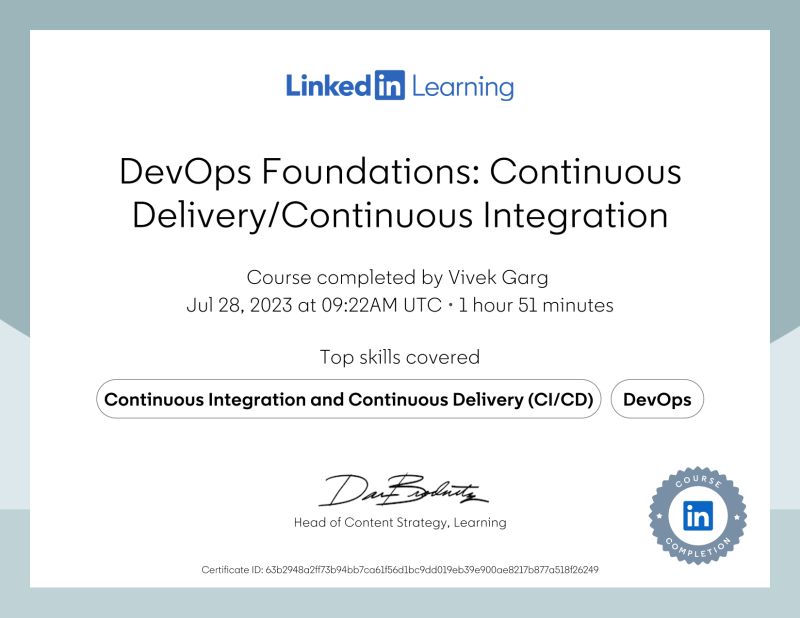 Vivek Garg on LinkedIn: Certificate of Completion Vivek Garg on LinkedIn: Certificate of Completion