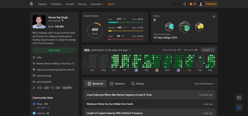 YAMAN RAJ SINGH on LinkedIn: #leetcode #problemsolving #algorithms # ... YAMAN RAJ SINGH on LinkedIn: #leetcode #problemsolving #algorithms # ...
