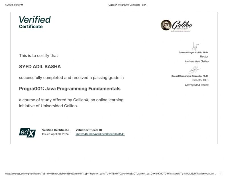 Syed Adil Basha on LinkedIn: #edx #edxlearning #galileouniversad Syed Adil Basha on LinkedIn: #edx #edxlearning #galileouniversad