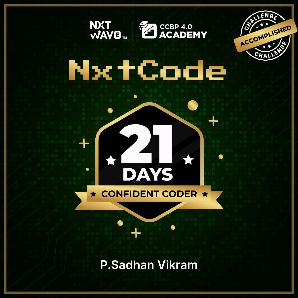 P.Sadhan Vikram on LinkedIn: NxtWave P.Sadhan Vikram on LinkedIn: NxtWave