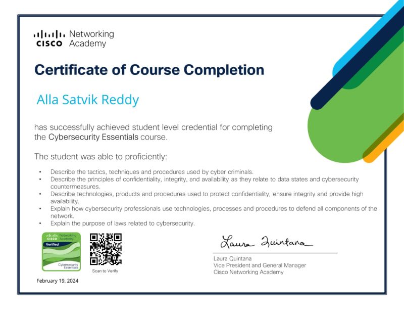 Alla satvik reddy on LinkedIn: #cisconetworkingacademy #ciscocertified ... Alla satvik reddy on LinkedIn: #cisconetworkingacademy #ciscocertified ...