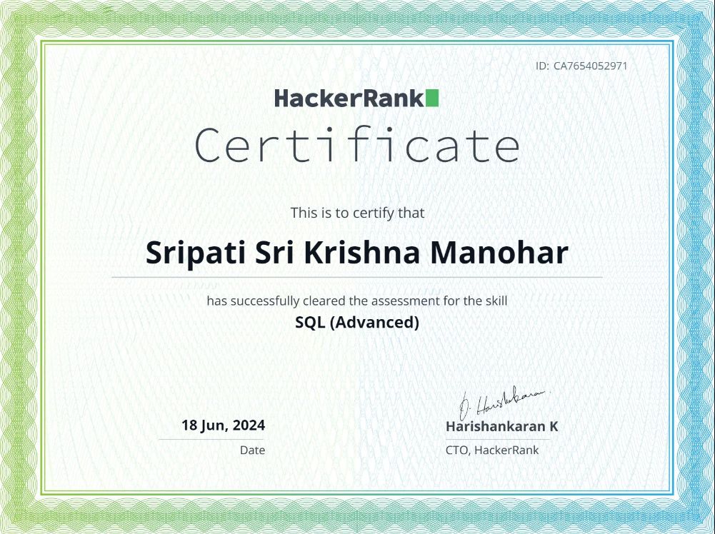 Manohar Sripati on LinkedIn: #jobs #programming #sql #achievement # ... Manohar Sripati on LinkedIn: #jobs #programming #sql #achievement # ...