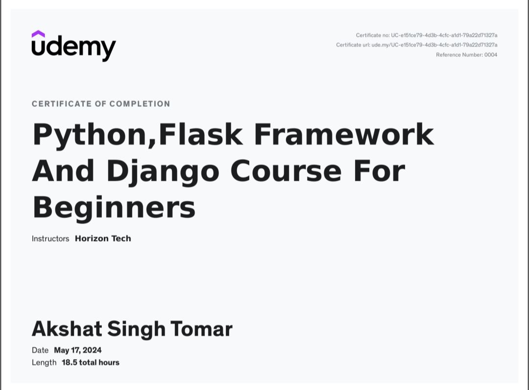 Akshat Singh Tomar on LinkedIn: #python #flask #django #webdevelopment Akshat Singh Tomar on LinkedIn: #python #flask #django #webdevelopment