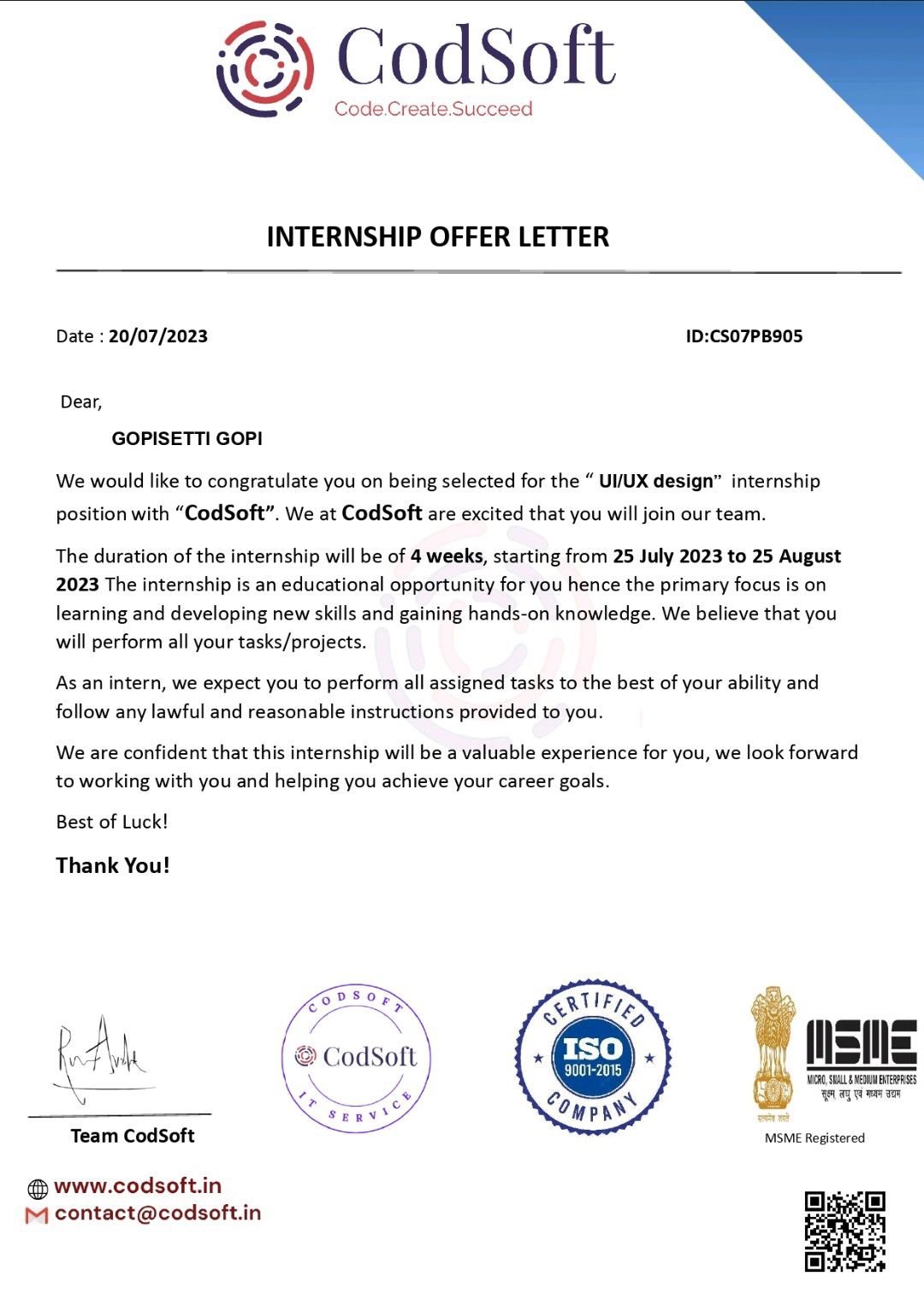 GOPISETTI GOPI on LinkedIn: #codsoft GOPISETTI GOPI on LinkedIn: #codsoft