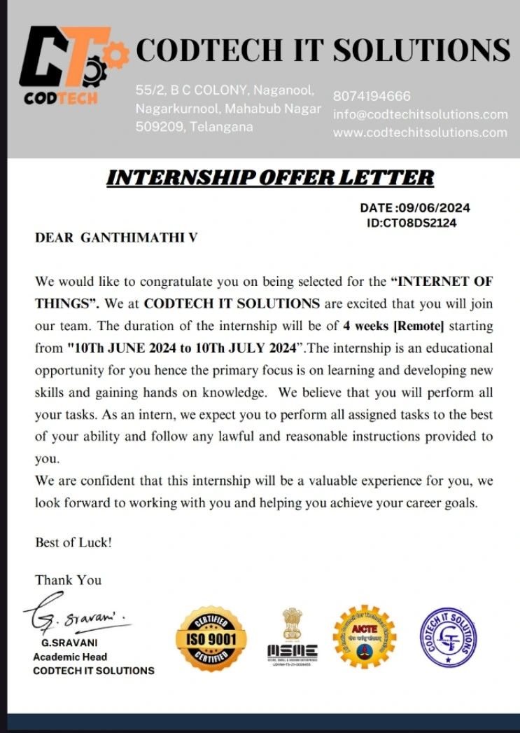 Ganthimathi .V on LinkedIn: #internship #iot #careergrowth # ... Ganthimathi .V on LinkedIn: #internship #iot #careergrowth # ...