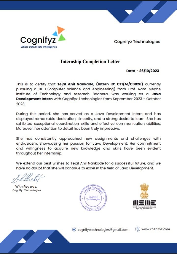 Tejal Nankade on LinkedIn: #cognifyztechnologies Tejal Nankade on LinkedIn: #cognifyztechnologies