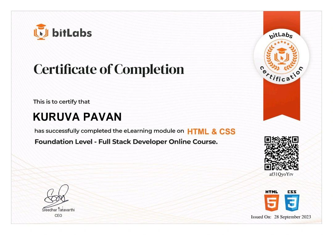KURUVA PAVAN on LinkedIn: #html #css KURUVA PAVAN on LinkedIn: #html #css