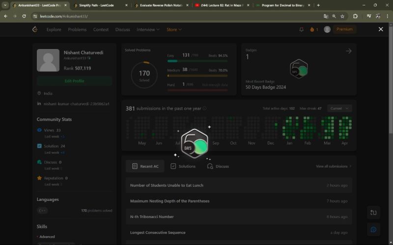 Nishant Chaturvedi on LinkedIn: #codingjourney #leetcode #consistency # ... Nishant Chaturvedi on LinkedIn: #codingjourney #leetcode #consistency # ...
