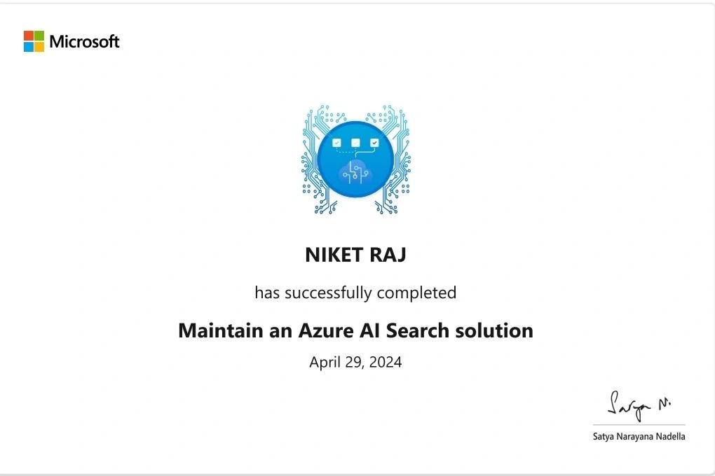 NIKET RAJ on LinkedIn: #ai #microsoftlearn NIKET RAJ on LinkedIn: #ai #microsoftlearn