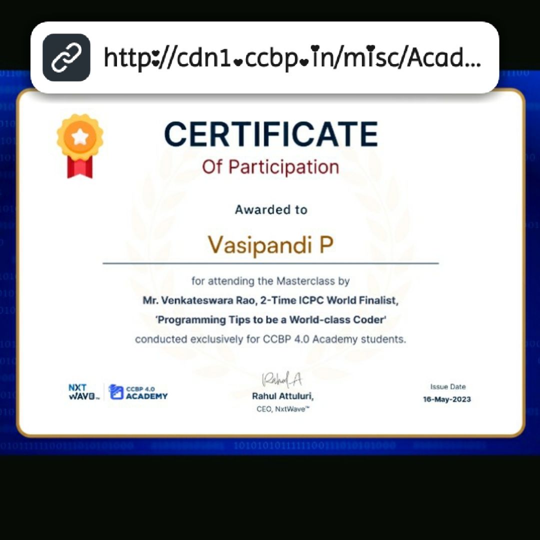 VASIPANDI P on LinkedIn: #nxtwave #rahulattuluri #coding #python # ... VASIPANDI P on LinkedIn: #nxtwave #rahulattuluri #coding #python # ...