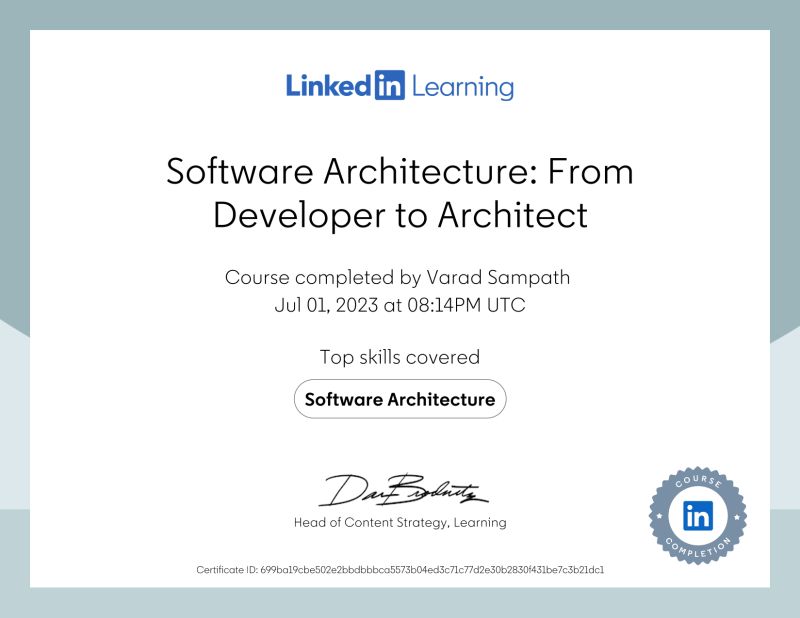 Varad Sampath on LinkedIn: Certificate of Completion Varad Sampath on LinkedIn: Certificate of Completion