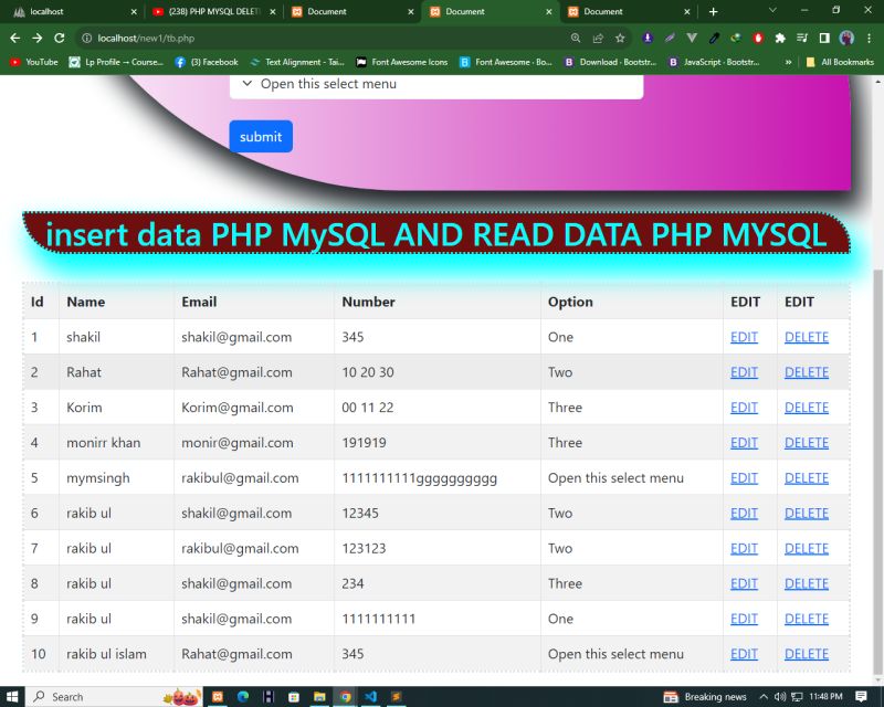 Rakib Ul on LinkedIn: insert data PHP MySQL AND READ DATA PHP MYSQL AND ... Rakib Ul on LinkedIn: insert data PHP MySQL AND READ DATA PHP MYSQL AND ...