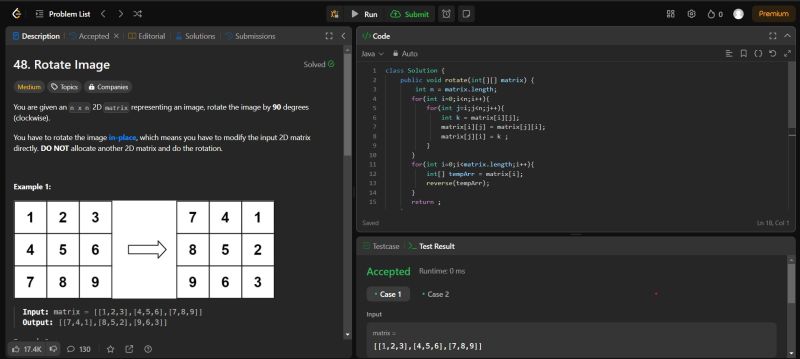 Day60 of #100DaysOfCode challenge: Rotating a matrix by 90 degrees ... Day60 of #100DaysOfCode challenge: Rotating a matrix by 90 degrees ...