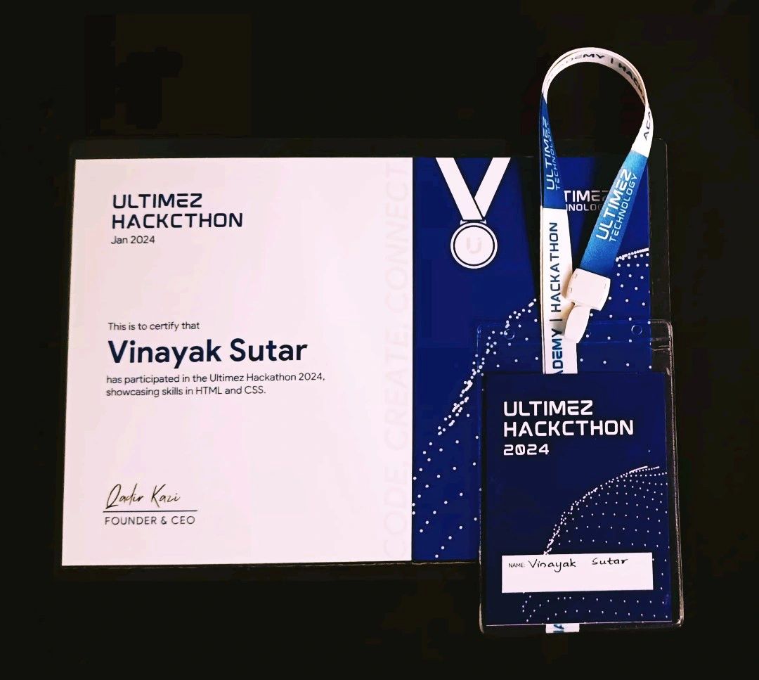 Vinayak Sutar on LinkedIn: #ultimazehackathon Vinayak Sutar on LinkedIn: #ultimazehackathon