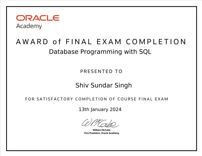 Shiv Sundar Singh on LinkedIn: #databaseprogramming #sql #oracleacademy ... Shiv Sundar Singh on LinkedIn: #databaseprogramming #sql #oracleacademy ...