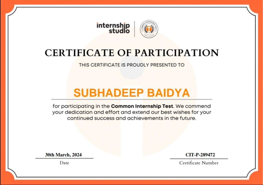 SUBHADEEP BAIDYA on LinkedIn: #internship #computerscience #machinelearning SUBHADEEP BAIDYA on LinkedIn: #internship #computerscience #machinelearning