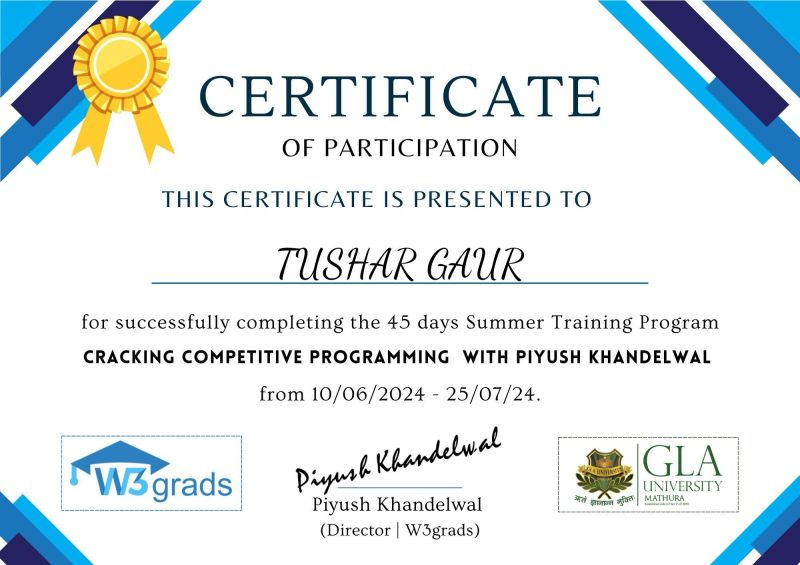 Tushar Gaur on LinkedIn: #achievement #competitiveprogramming # ... Tushar Gaur on LinkedIn: #achievement #competitiveprogramming # ...