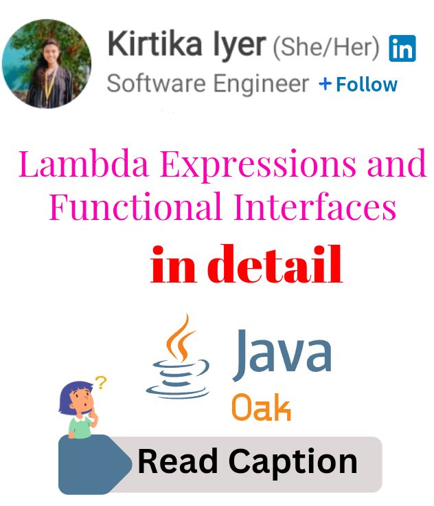 Kirtika Iyer on LinkedIn: Lambda expressions and functional interfaces ... Kirtika Iyer on LinkedIn: Lambda expressions and functional interfaces ...