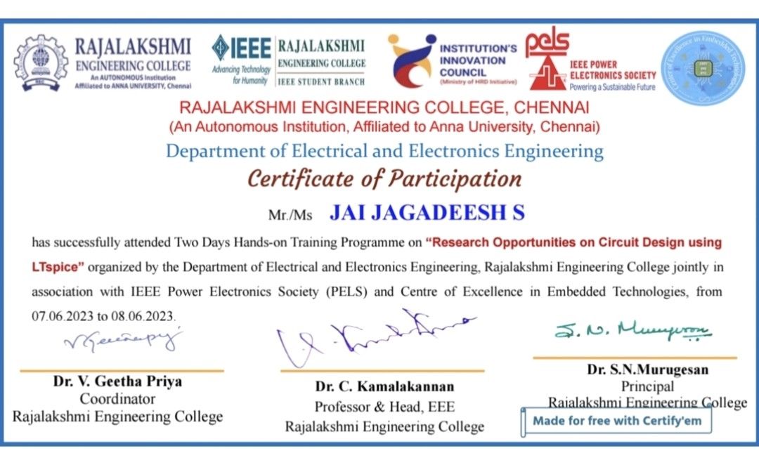 Jai Jagadeesh on LinkedIn: #ltspiceworkshop #continuouslearning Jai Jagadeesh on LinkedIn: #ltspiceworkshop #continuouslearning