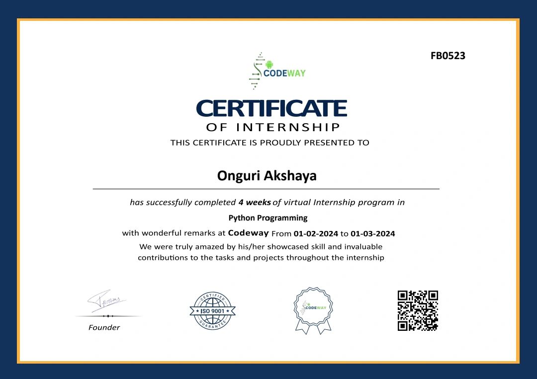 onguri Akshaya on LinkedIn: #internship #pythonprogramming #codeway onguri Akshaya on LinkedIn: #internship #pythonprogramming #codeway