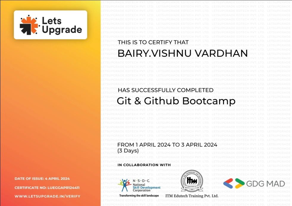 BAIRY VISHNU VARDHAN on LinkedIn: #git #github #bootcamp #letsupgrade BAIRY VISHNU VARDHAN on LinkedIn: #git #github #bootcamp #letsupgrade