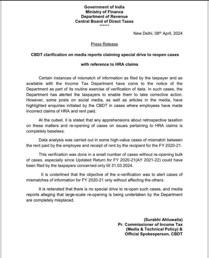 CA Preksha jain on LinkedIn: #jainprekshaandco #cbdt #taxationnews #hra ... CA Preksha jain on LinkedIn: #jainprekshaandco #cbdt #taxationnews #hra ...